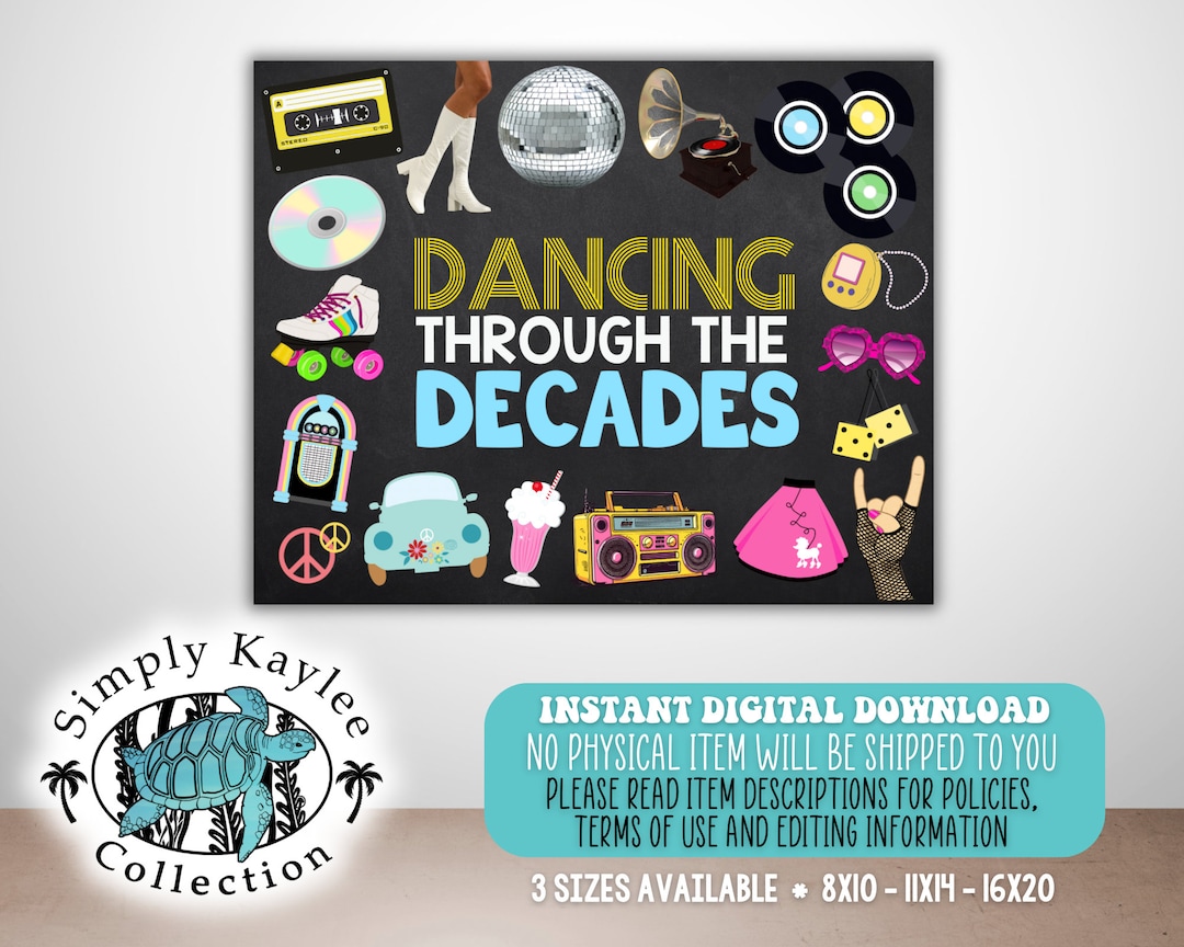 Decades Dance Welcome Sign, Decades Dance Party Decor, Dancing Through the Decades Party Decor ...