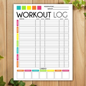 Printable Workout Log Exercise Log Activity Tracker Workout Tracker - Etsy