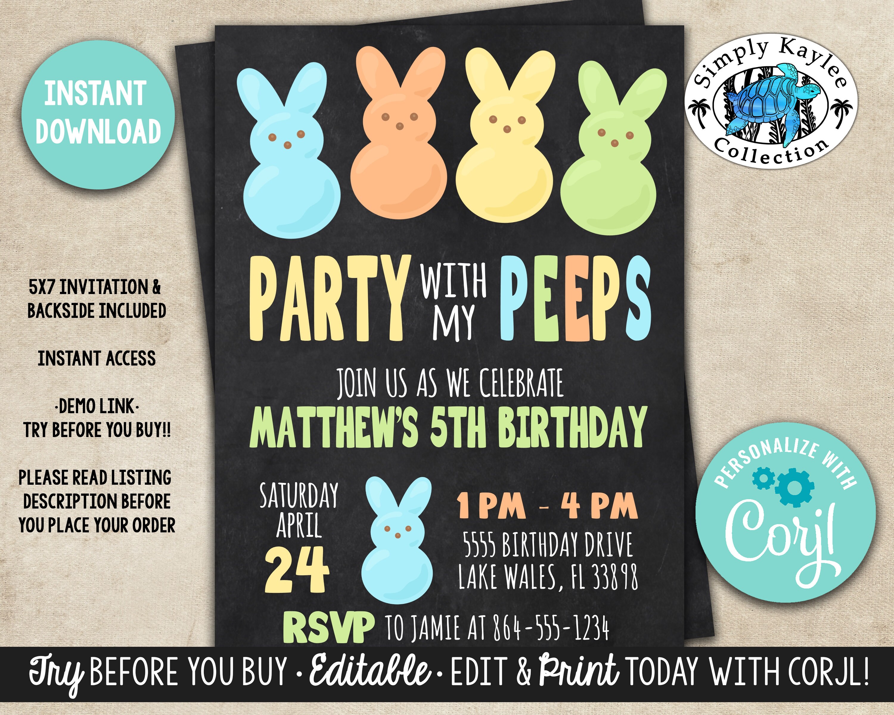 Party With My Peeps Birthday Invitation Peeps Birthday - Etsy
