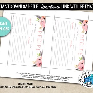 Recipe Card, Recipe Exchange Card, Digital Recipe Card, Bridal Shower ...