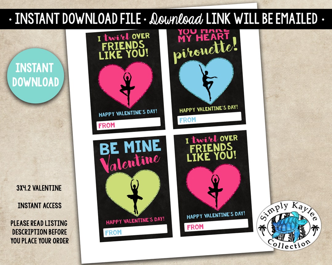 Ballet Valentines Day Card Dance Valentine's Day Card School Valentines ...