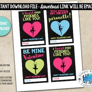 Ballet Valentines Day Card Dance Valentine's Day Card School Valentines ...