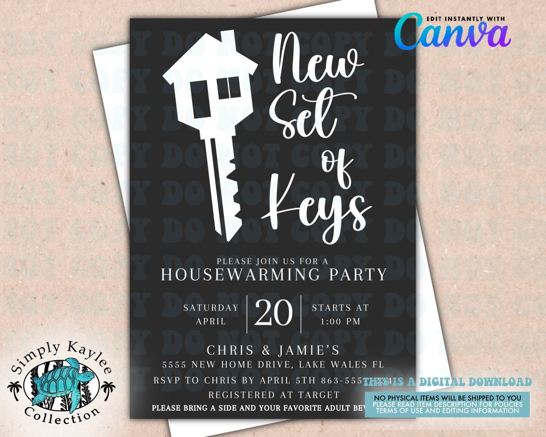 New Set of Keys Housewarming Party Invite, Moving Party Invitation ...
