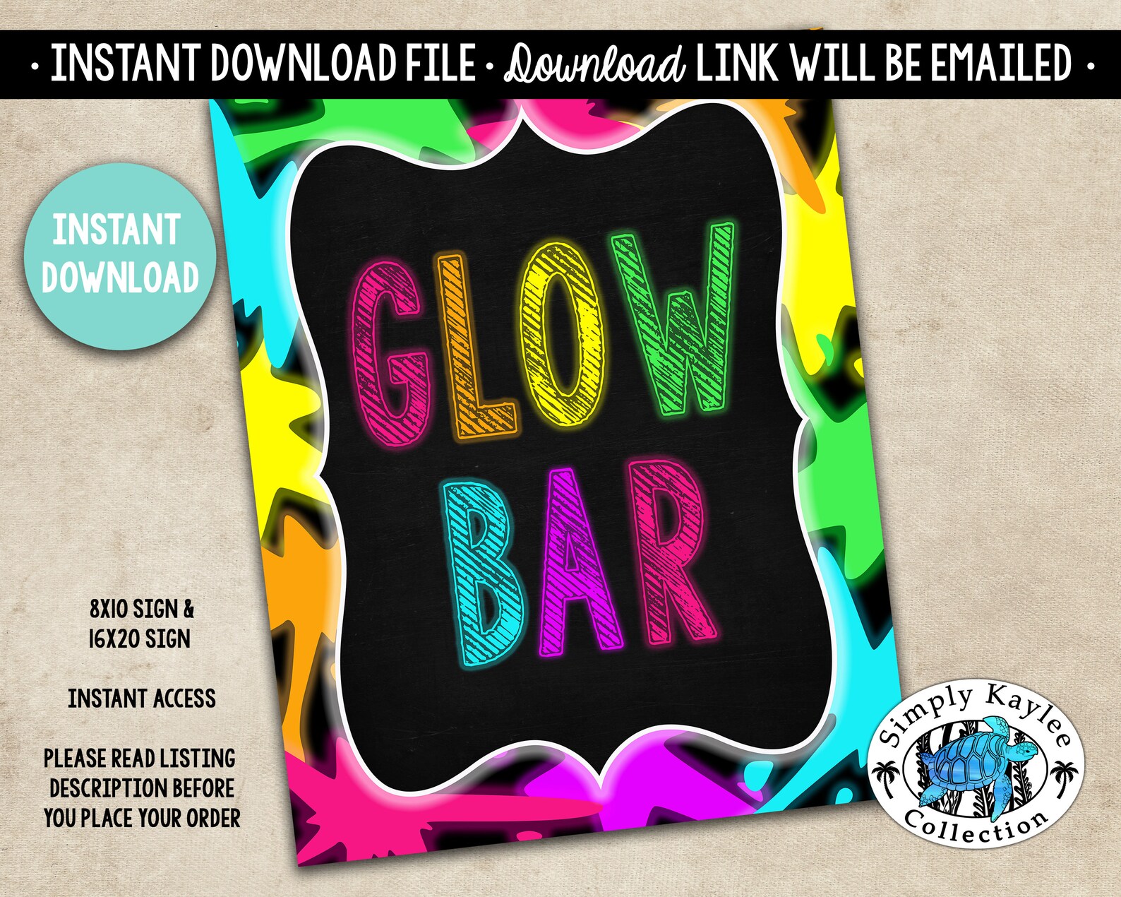 Glow Bar Party Sign Glow Birthday Party Sign Glow Party - Etsy