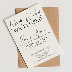 We Do, We Did, We Eloped Wedding Invite - Nothing Fancy, Just Love ...