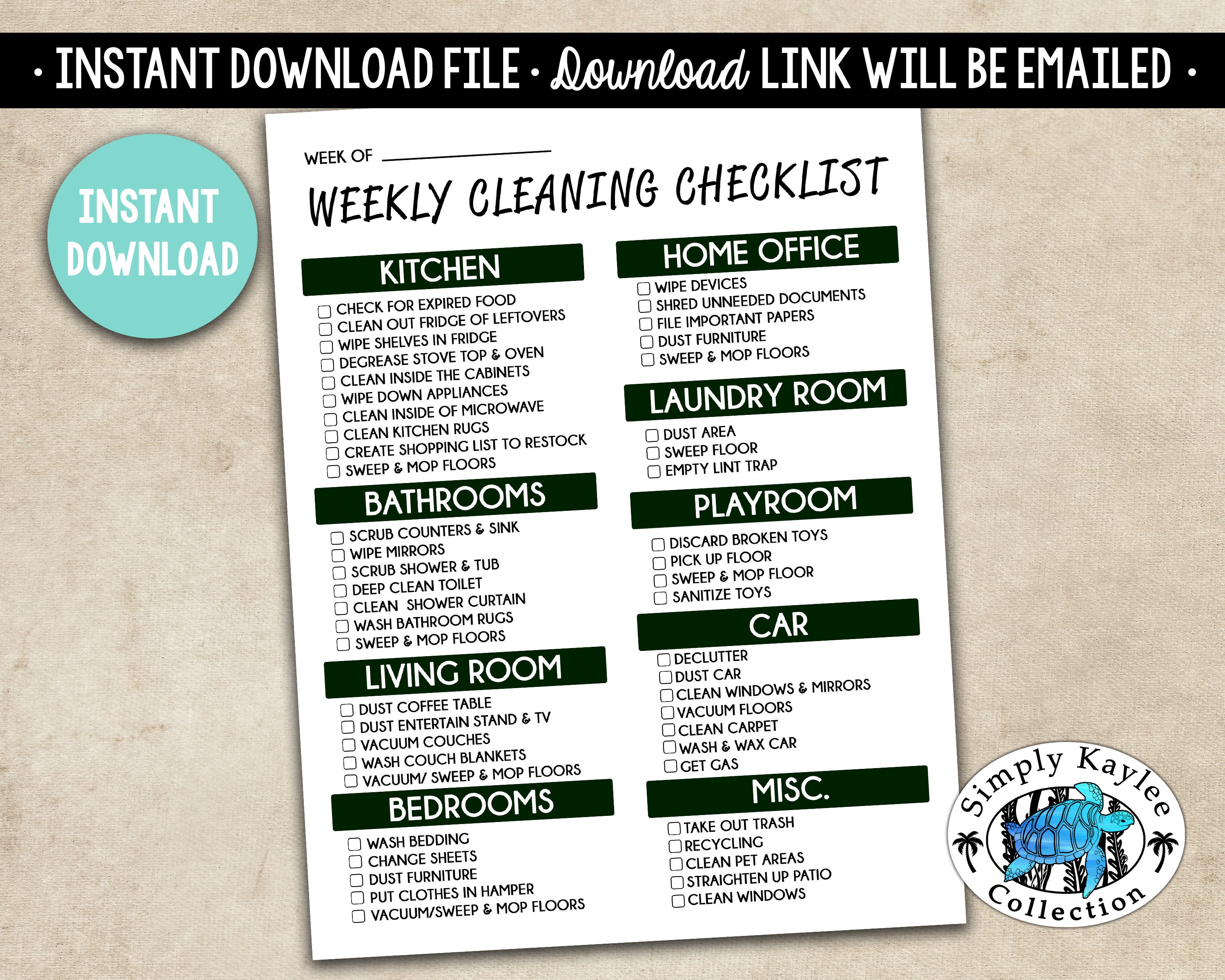 The Cleaner Home Bundle Daily Cleaning Checklist Weekly | Etsy