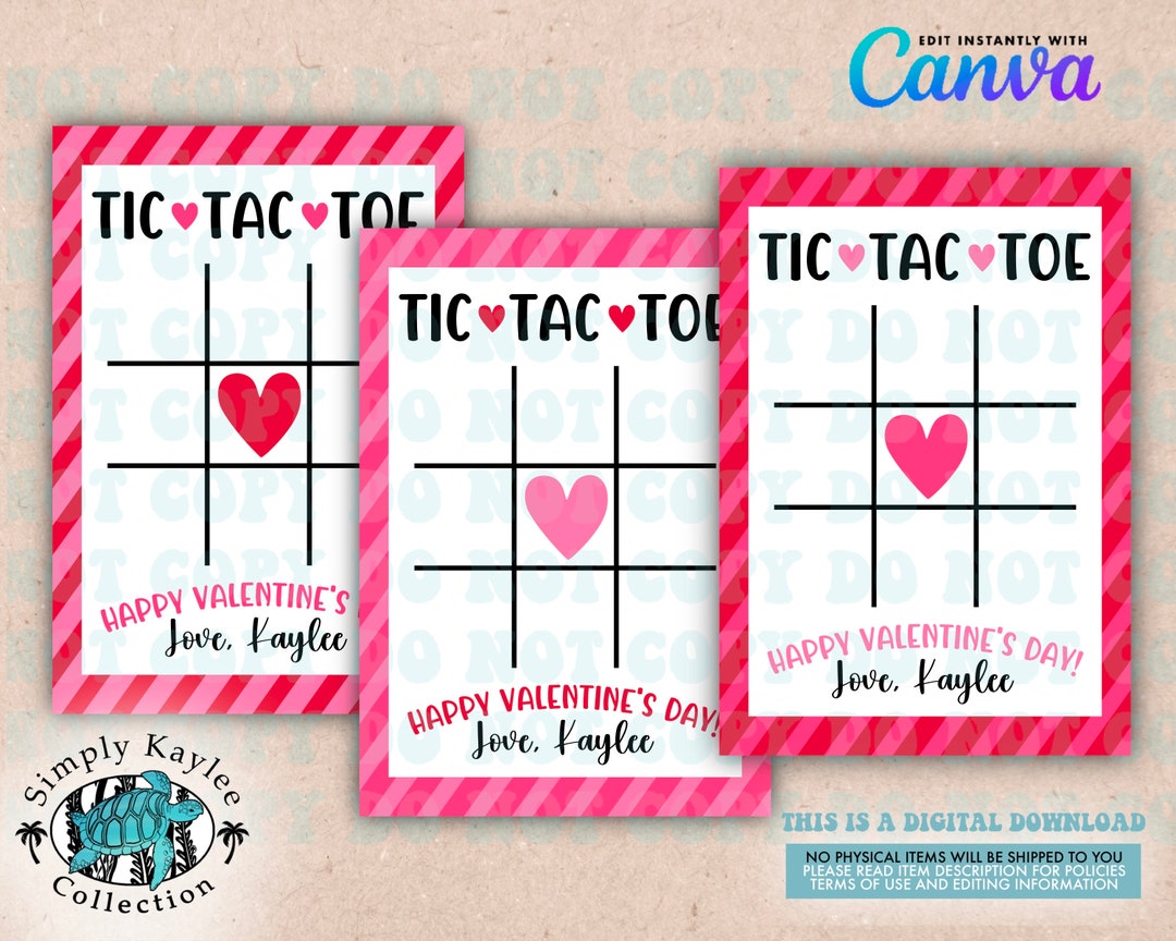 Valentine's Day Tic Tac Toe Card for Kids - Printable Tic Tac Toe ...