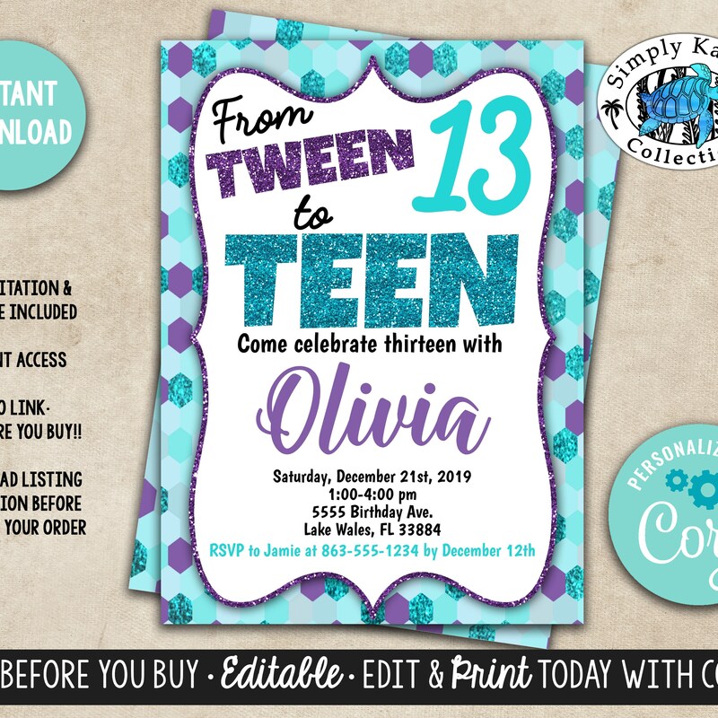 Tween Invitation - Etsy