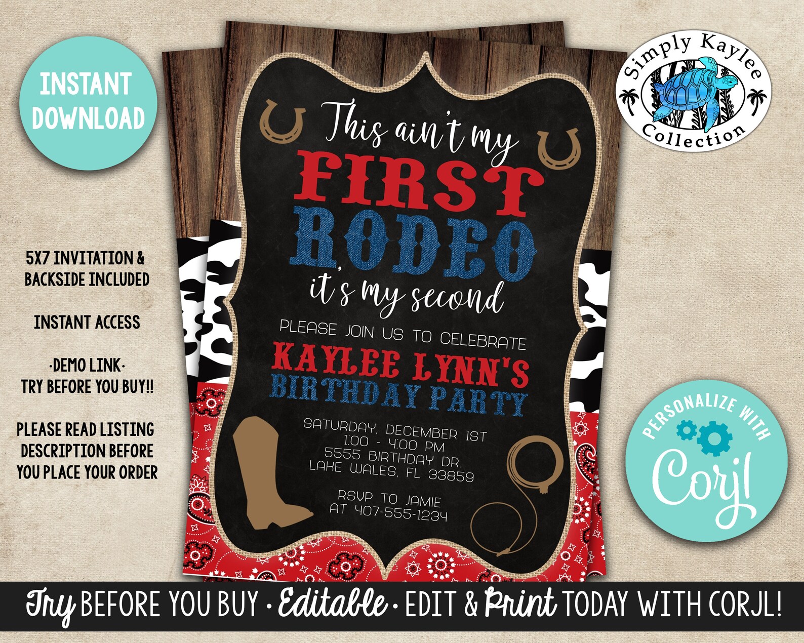 Rodeo Birthday Party Invitation Cowgirl Birthday Party - Etsy