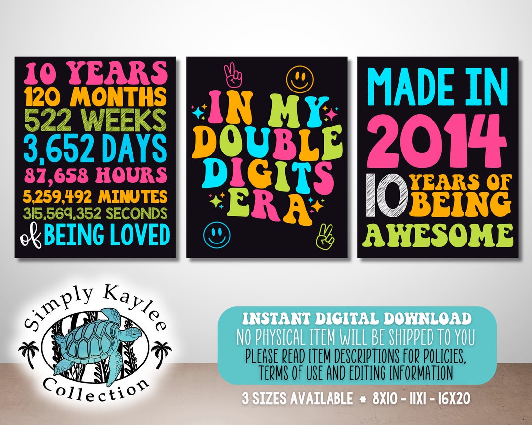 Double Digits Birthday Party Signs - Double Digits Party - Double ...