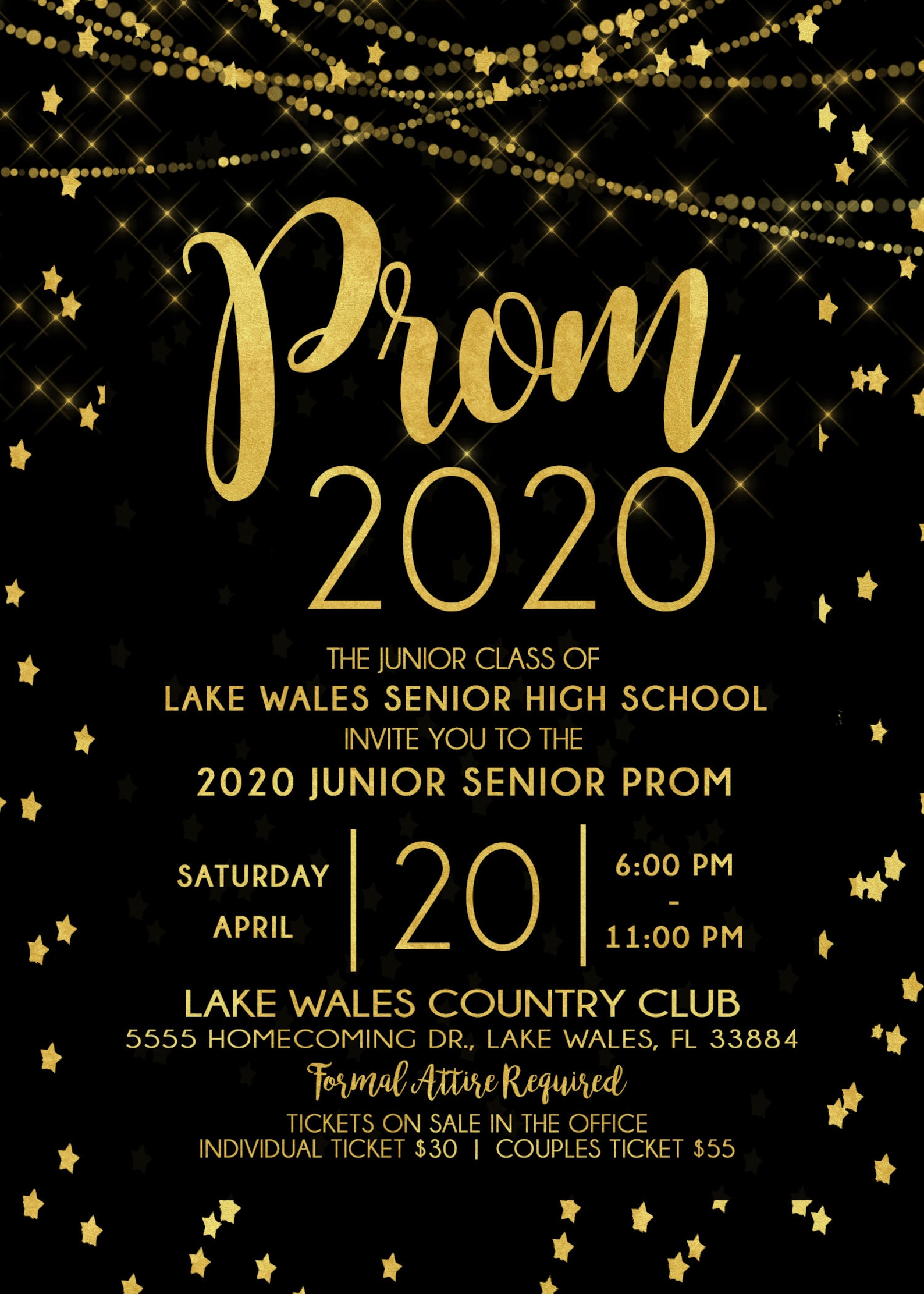 Black and Gold Prom Invitation A Starry Night Prom | Etsy