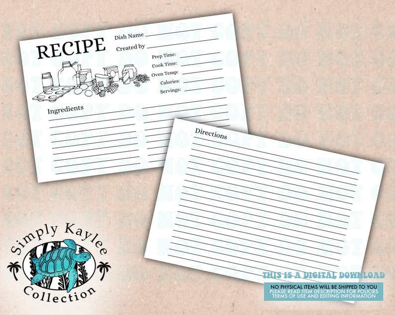 Printable Recipe Card Template: Bridal Shower Recipe Exchange (digital ...