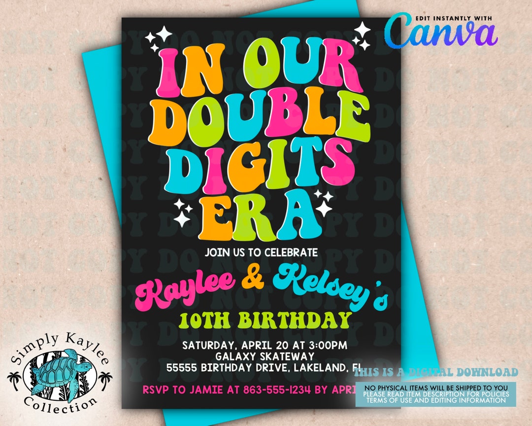 Double Digits Birthday Invitation - in My Double Digits Era Birthday ...