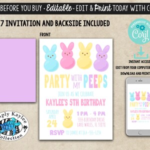 Party With My Peeps Birthday Invitation, Peeps Birthday Invitations ...
