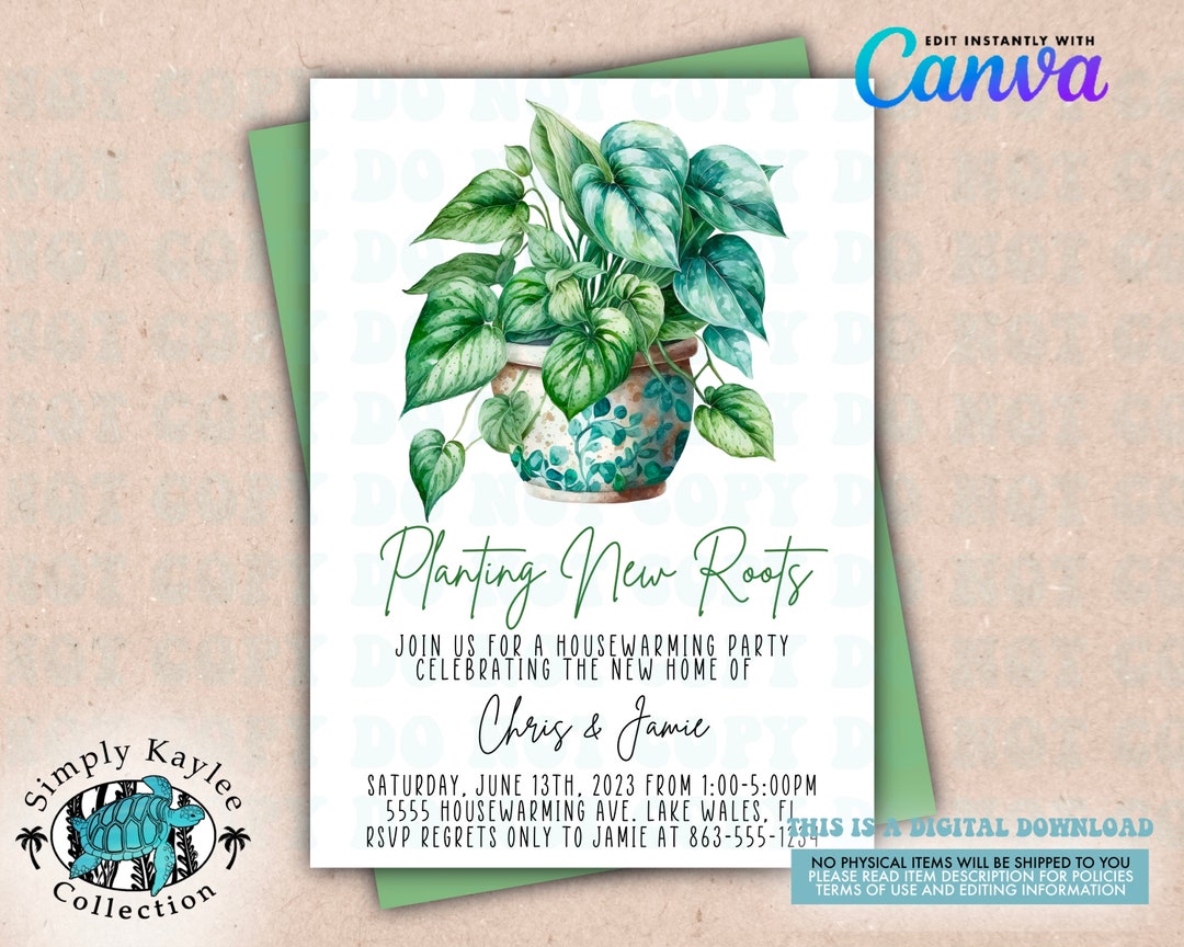 Planting New Roots Housewarming Invitation Template (digital Download ...