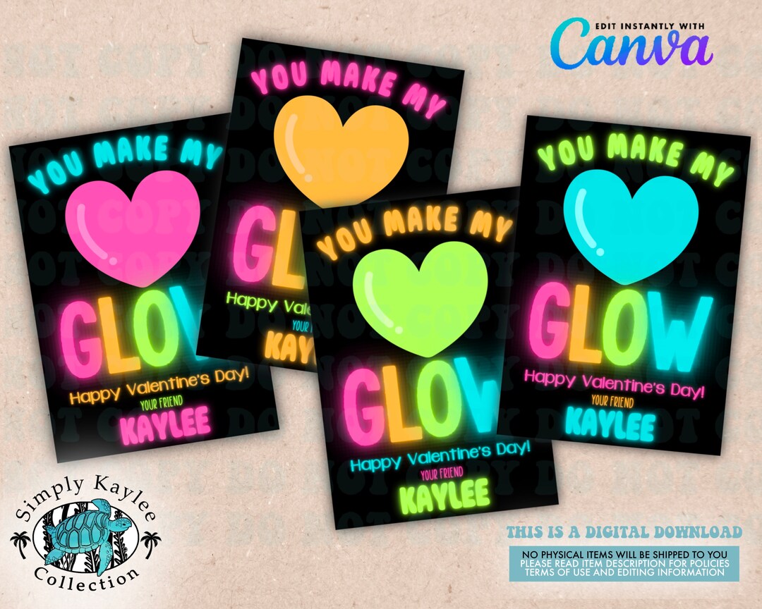 Glow Stick Valentine's Day Card: Printable Classroom Valentines ...