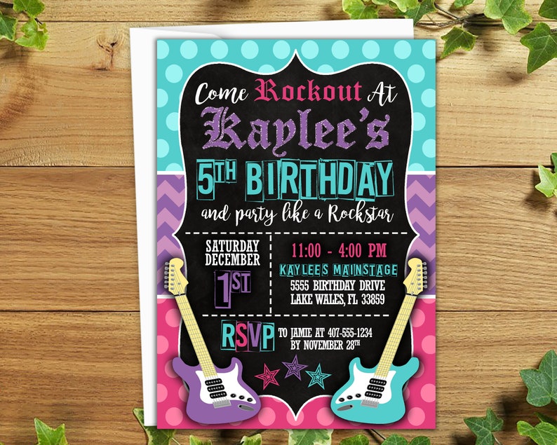 Rock Star Invitation Rock and Roll Party Rock Star | Etsy