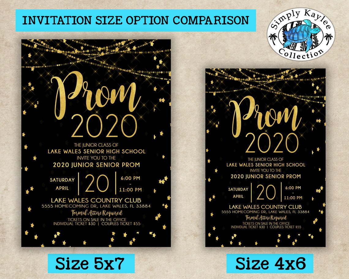 Black and Gold Prom Invitation A Starry Night Prom | Etsy