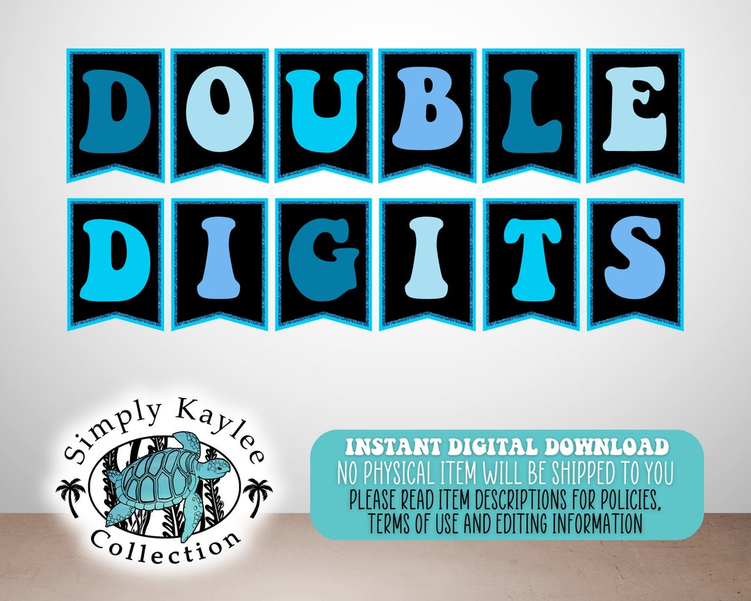 Double Digits Birthday Banner - Double Digits Party - Double Digits ...