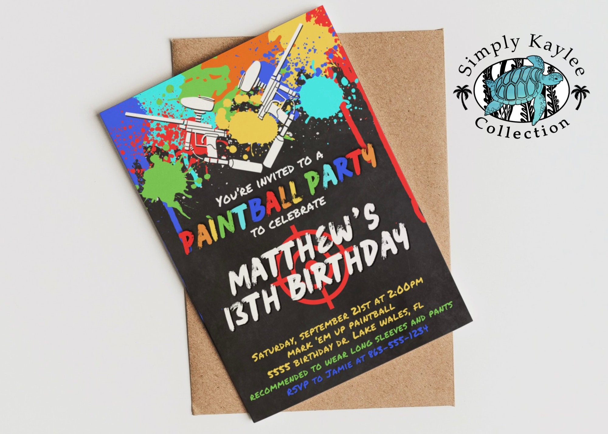 Paintball Birthday Party Invitation Paintball Party - Etsy