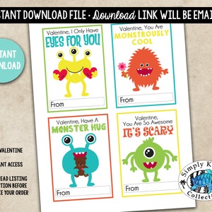 Little Monsters Valentine's Day Cards School Valentines Classroom ...