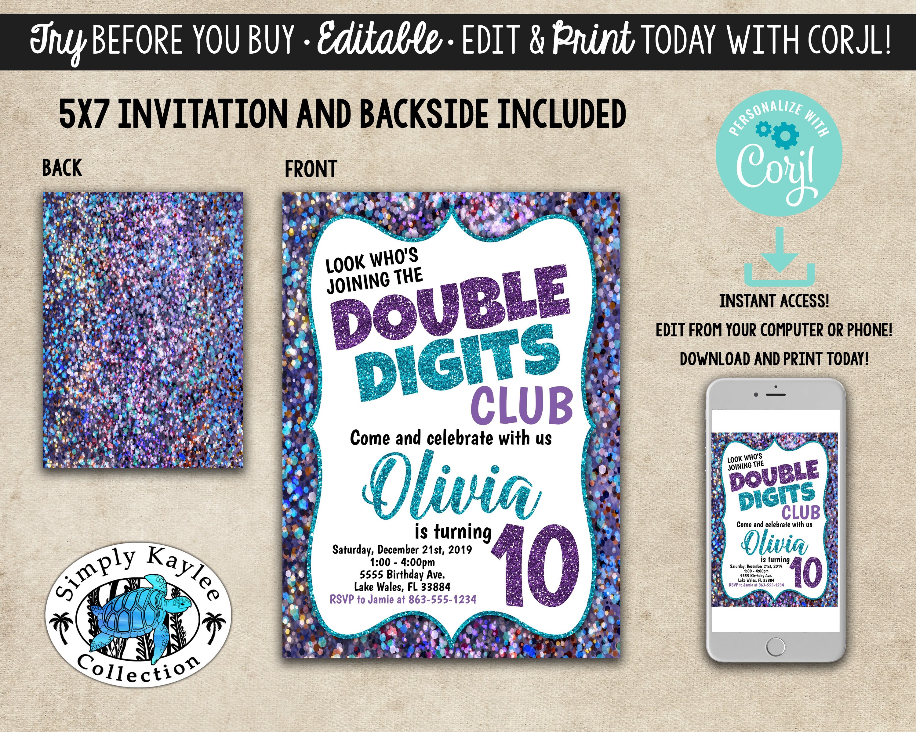 Double Digits Birthday Invitation 10th Birthday Invitation - Etsy