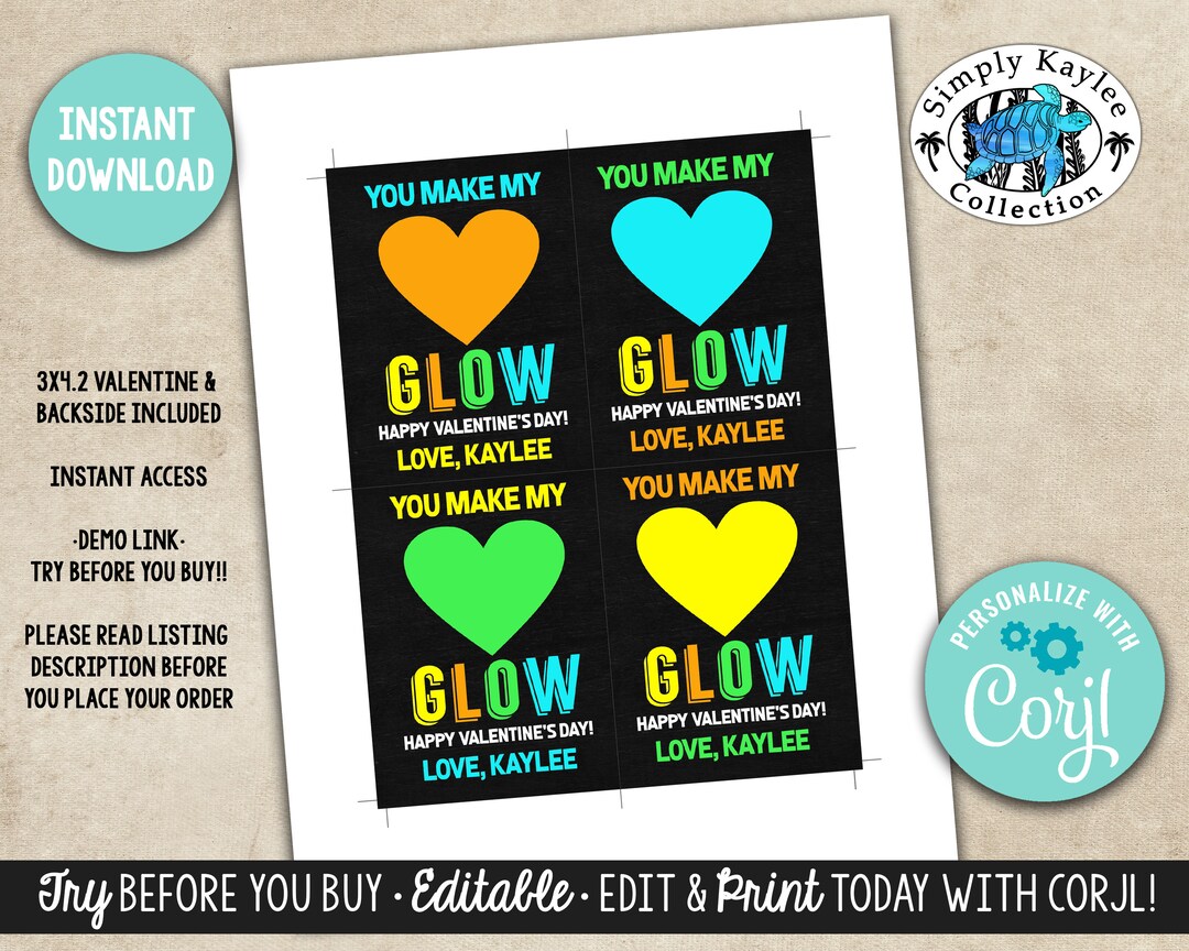 Glow Valentine's Day Card, Glow Stick Valentine's Holder, You Make My ...