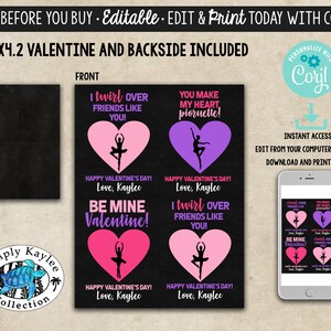 Ballet Valentine's Day Card - Dancer Valentine's Day Card - School ...