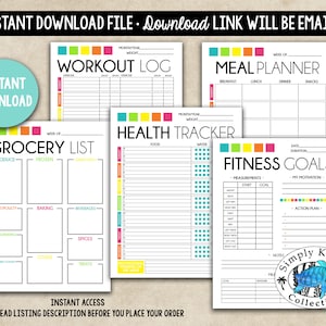 Printable Fitness Tracker Set - Printable Wellness Planner Set ...