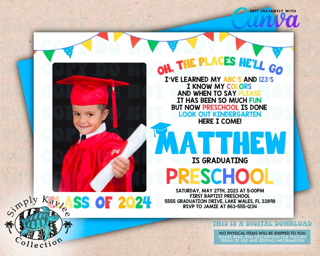 School Graduation Invitation: Editable Template (digital Download) - Etsy