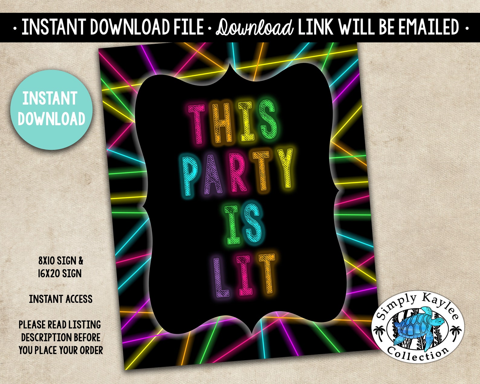 Neon Glow this Party is Lit Sign Glow Birthday | Etsy