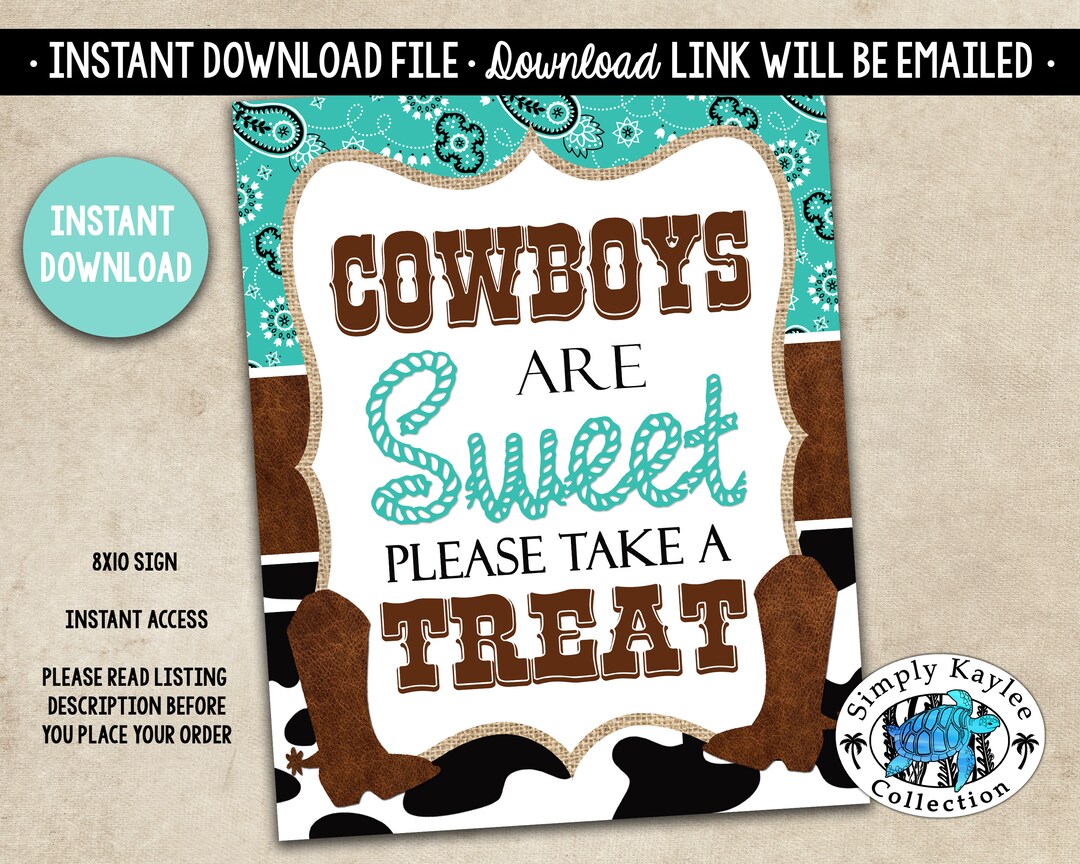 Cowboy Treat Table Sign - Cowboy Sweets Table Sign - Cowboy Baby Shower ...
