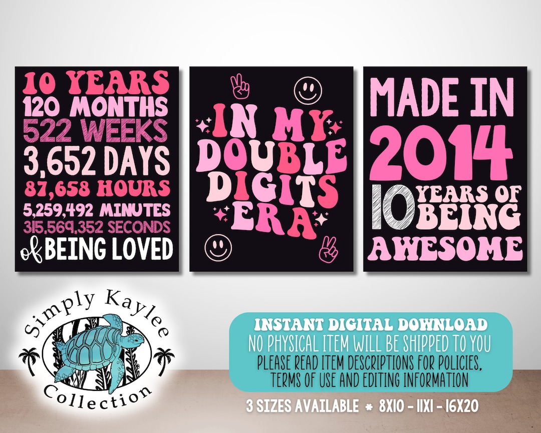 Double Digits Birthday Party Signs - Double Digits Party - Double ...