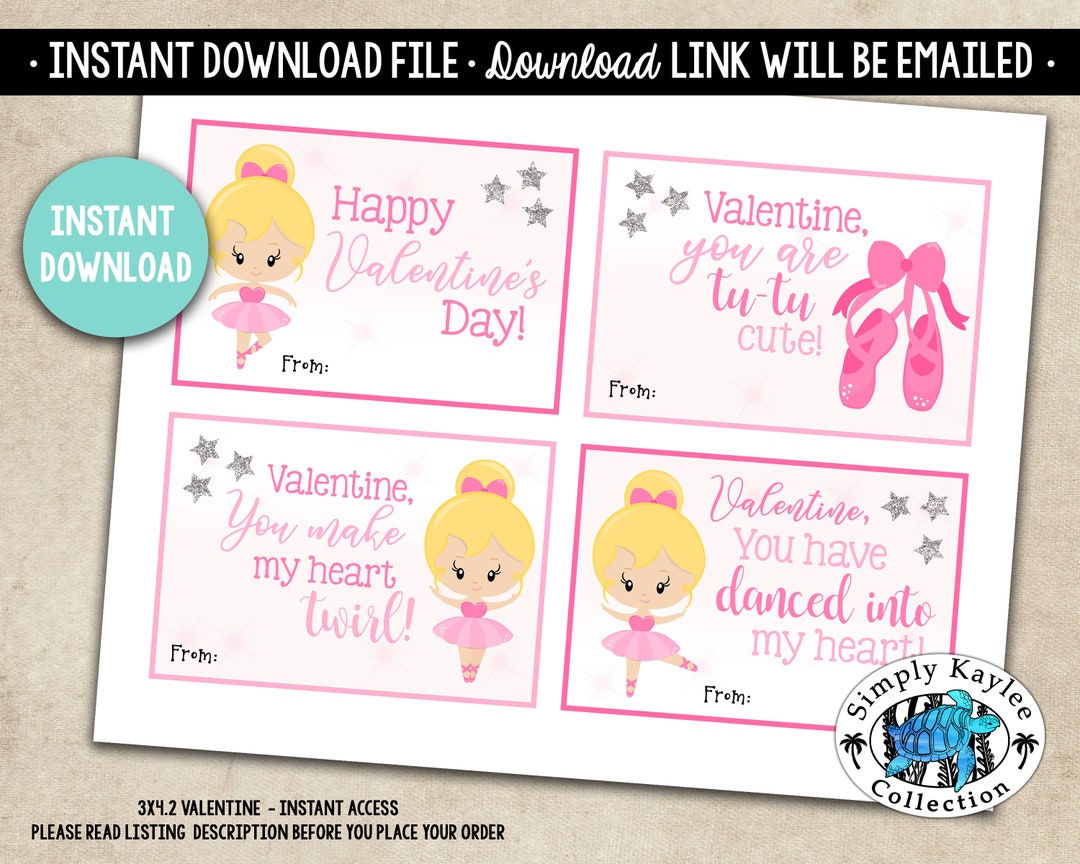 Ballet Valentines Day Card Dance Valentine's Day Card School Valentines ...