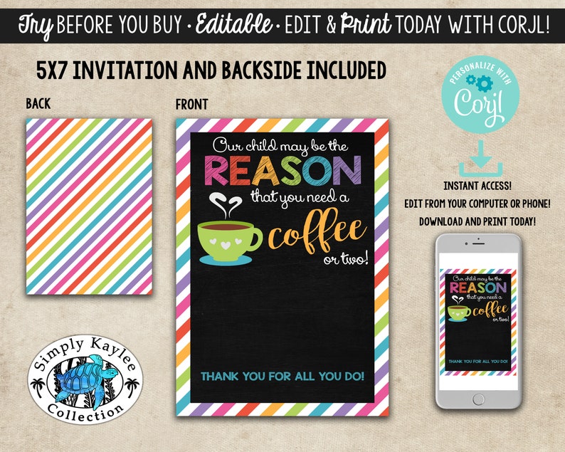 Coffee Teacher Appreciation Gift Card Holder Teacher Coffee | Etsy