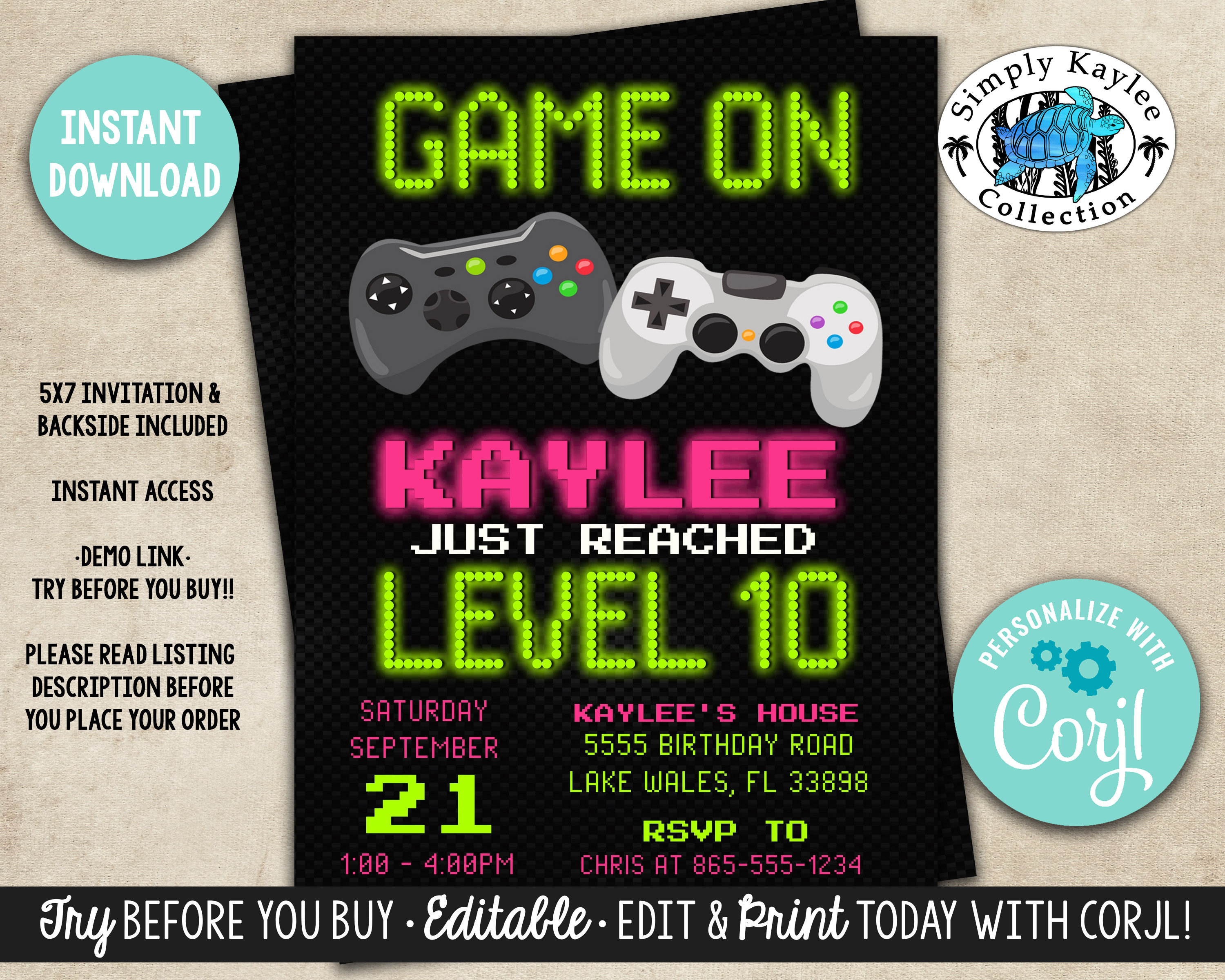 Video Game Birthday Invitation Gamer Birthday Invitation - Etsy