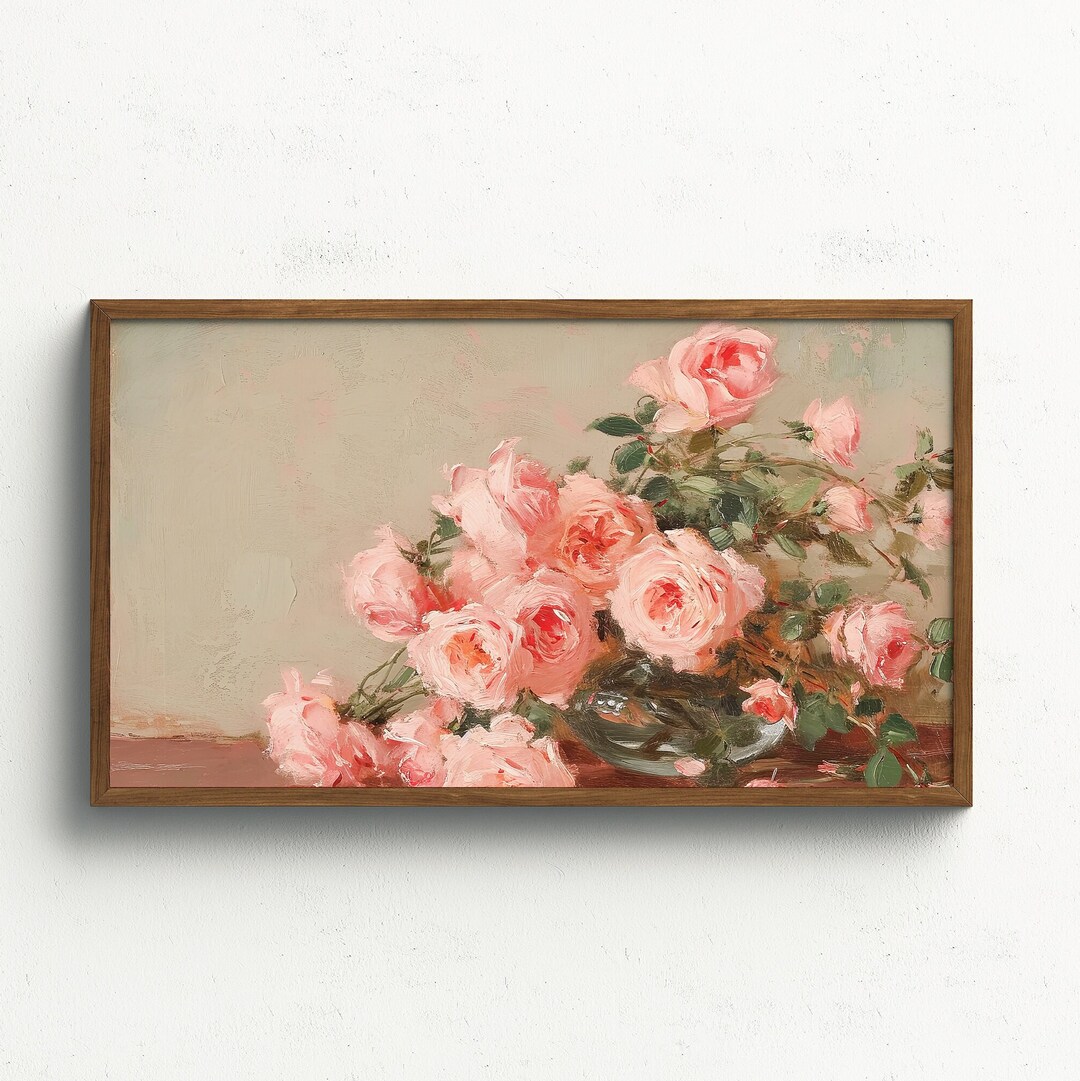 Frame Tv Art Roses, Valentines Day Vintage Paintings Artwork for the ...