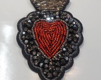 Beaded Eye Patches Sacred Heart Applique Sew on Flaming Heart - Etsy