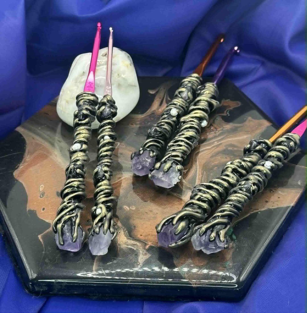 Raw Amethyst & Seed Pearl Crochet Hook Gift Sets - Etsy