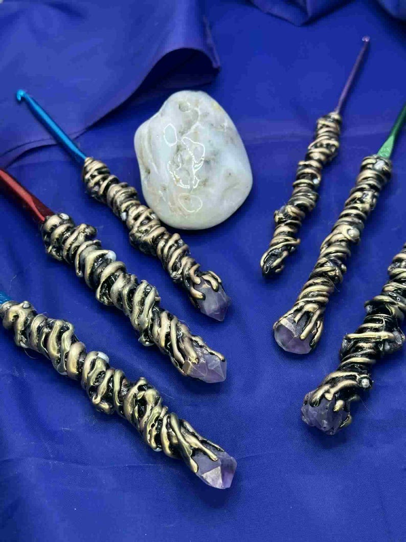 Amethyst & Seed Pearl Crochet Hook Set: Handmade Gemstone Crochet Tools ...