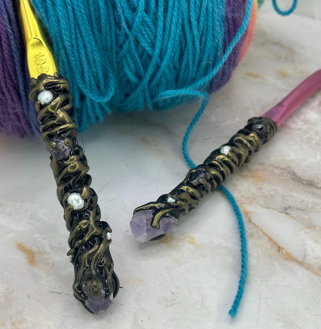 Raw Amethyst and Seed Pearl Crochet Hook Set – Birthday Gift for Mom ...
