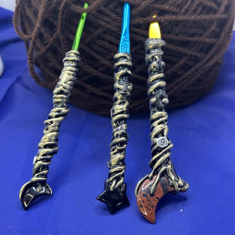 Mahogany Obsidian and Onyx Crochet Hook Set Moon & Star Collection - Etsy