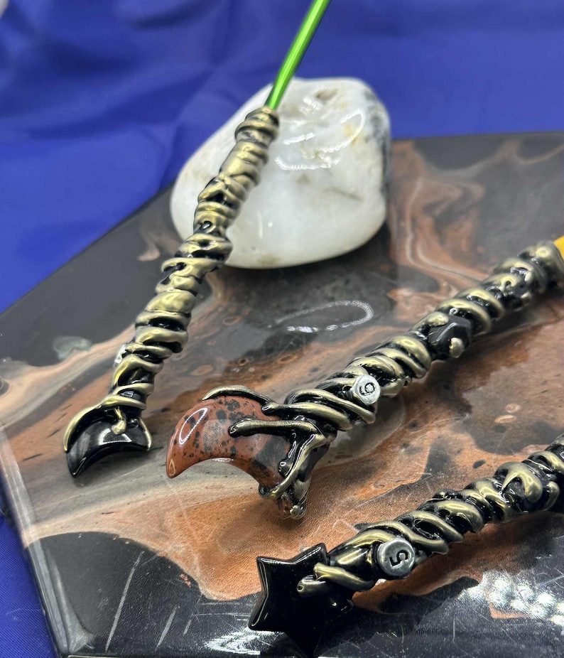 Mahogany Obsidian and Onyx Crochet Hook Set Moon & Star Collection - Etsy