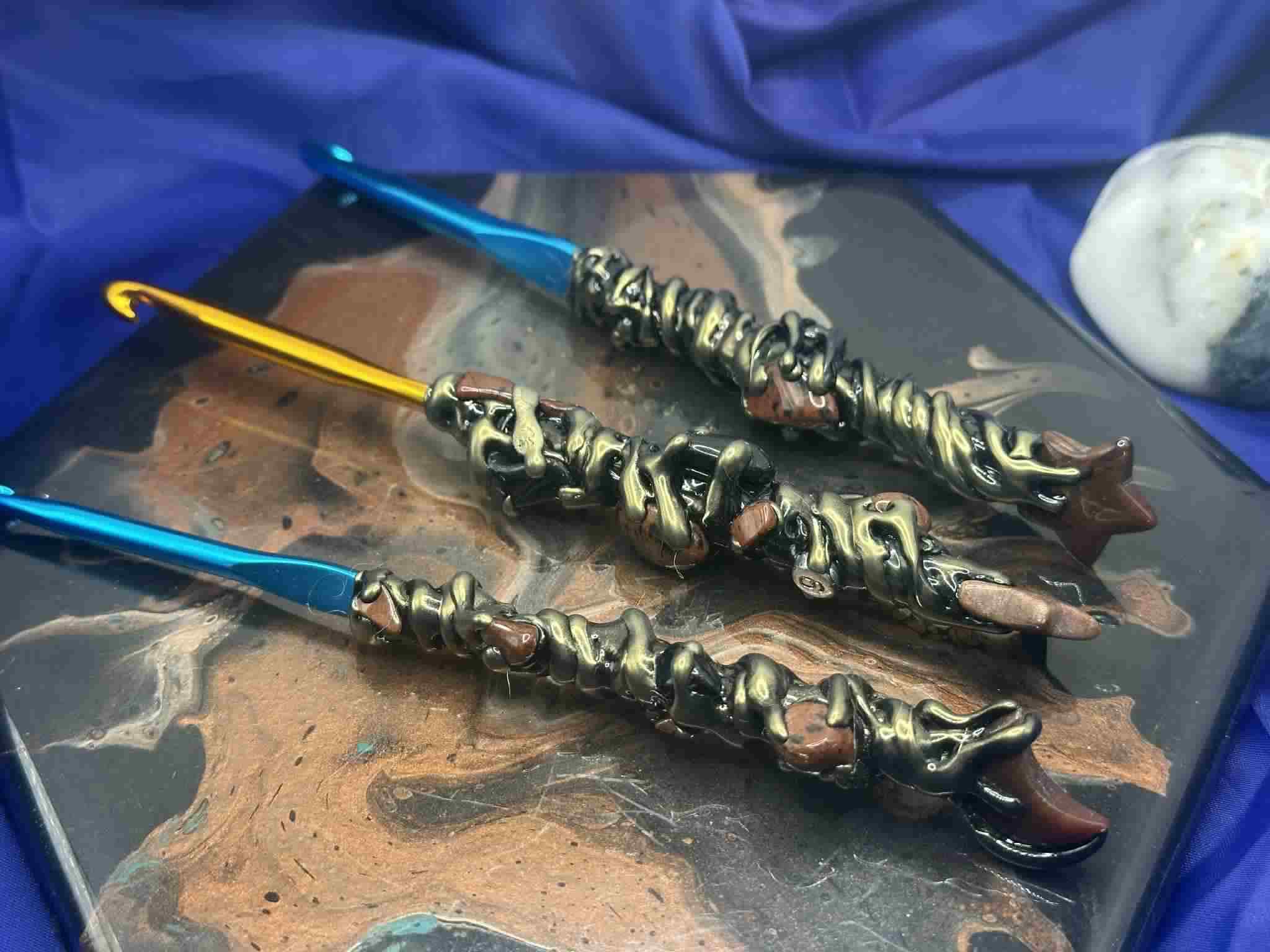Mahogany Obsidian and Onyx Crochet Hook Set Moon & Star Collection - Etsy