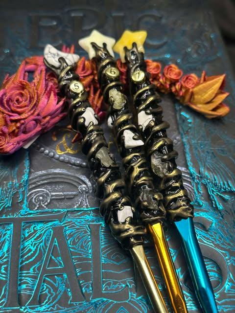 Gemstone Decorated Crochet Hooks Citrine & White Howlite, Moon and ...