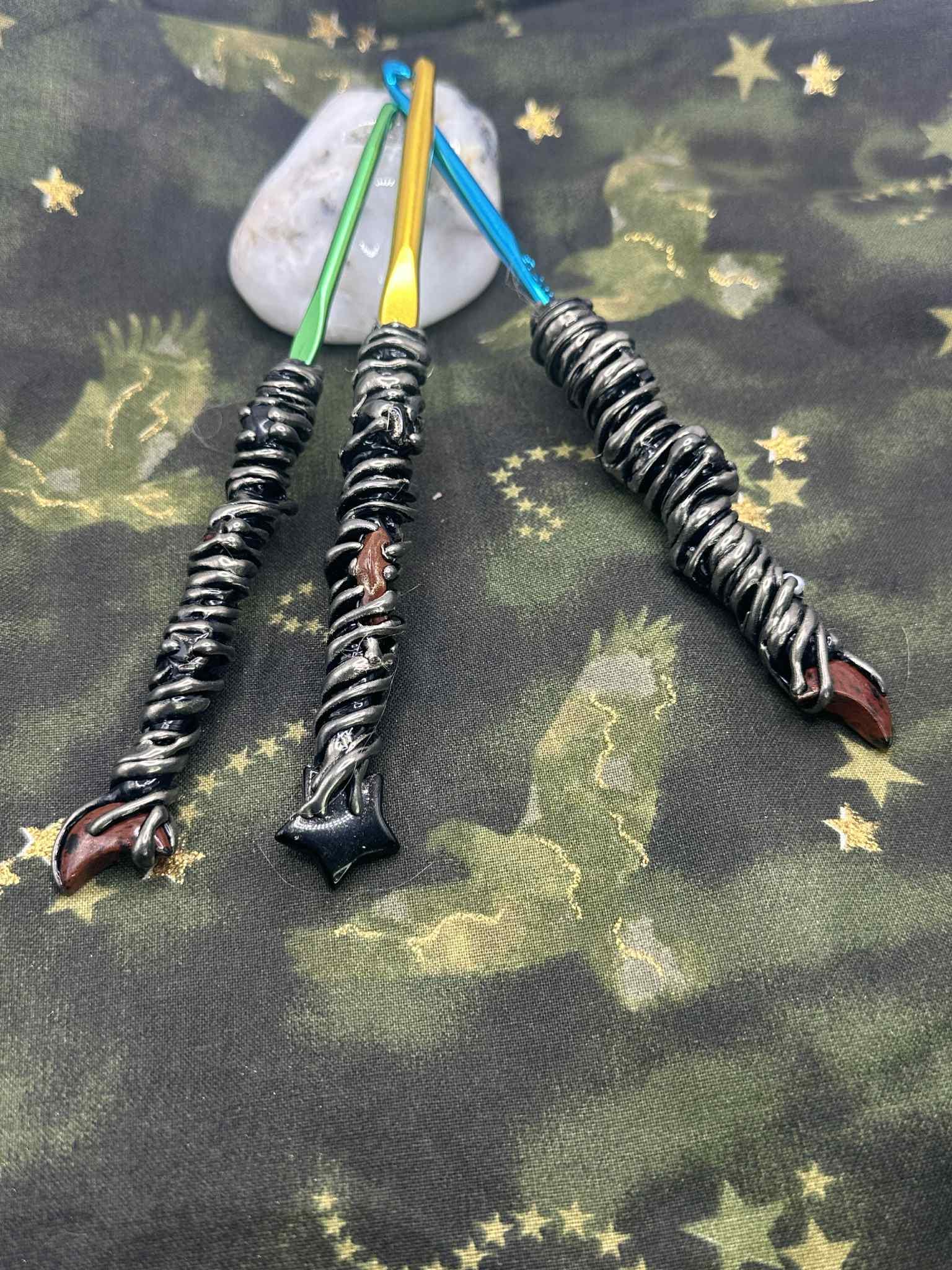 Mahogany Obsidian and Onyx Crochet Hook Set Moon & Star Collection - Etsy