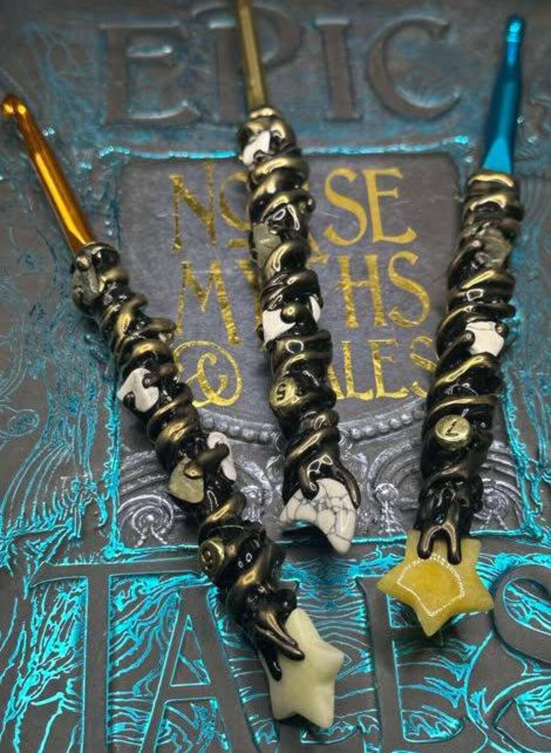 Gemstone Decorated Crochet Hooks Citrine & White Howlite, Moon and ...