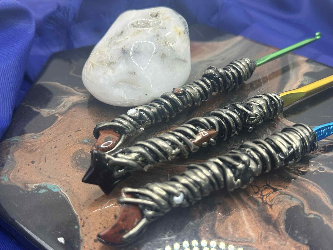 Mahogany Obsidian and Onyx Crochet Hook Set Moon & Star Collection - Etsy