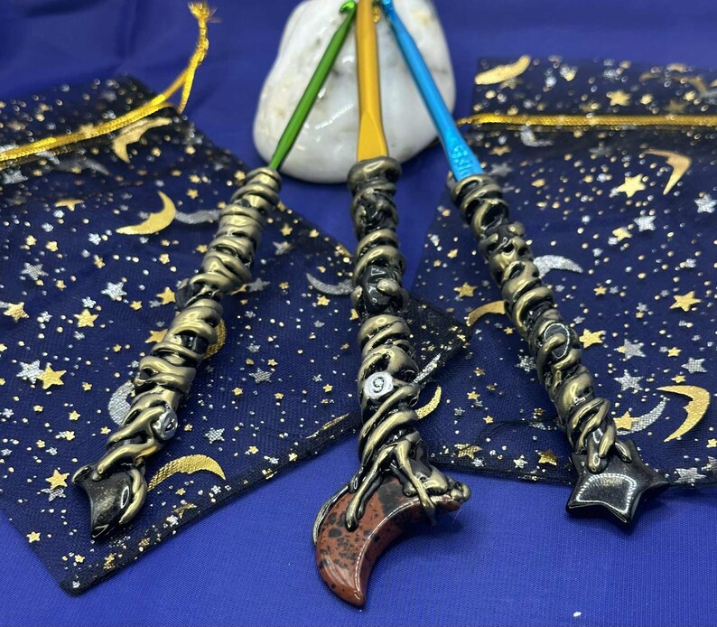 Mahogany Obsidian and Onyx Crochet Hook Set Moon & Star Collection - Etsy