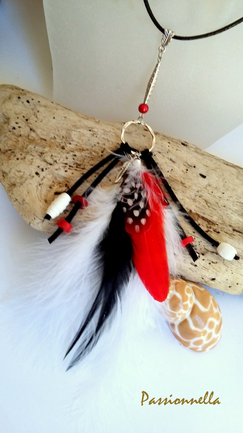 Pendentif plumes naturelles, collier pendentif plume, bijoux hippie ...